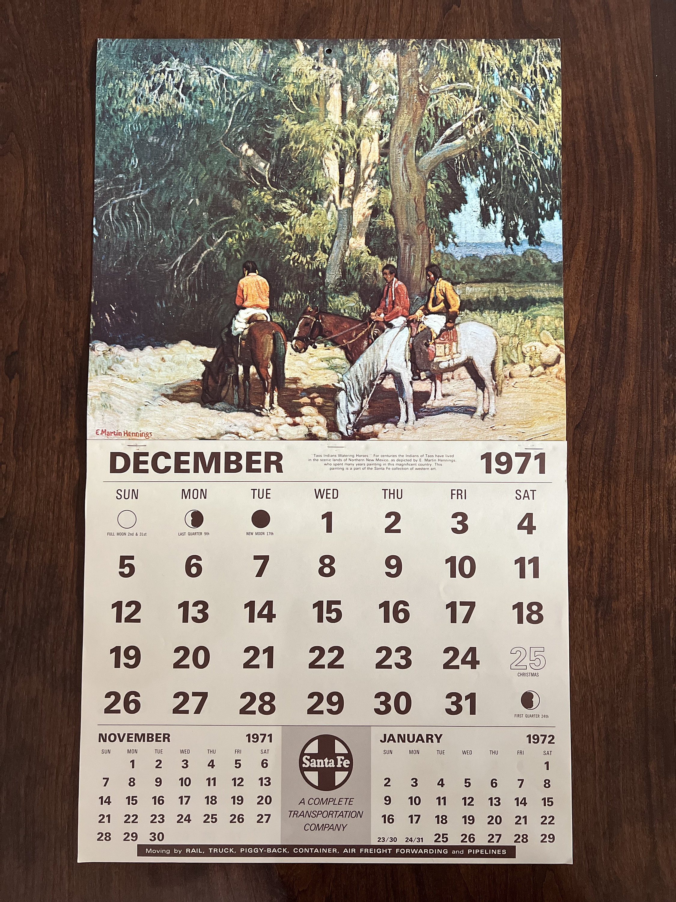Santa Fe Wall Calendars 1970's, Vintage Santa Fe Railway Collectibles ...