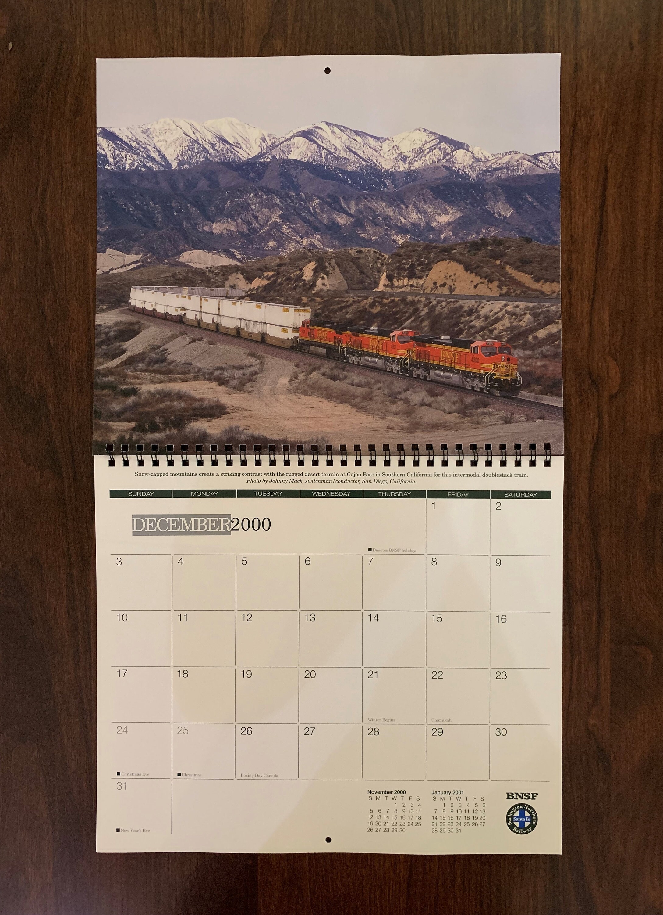 Burlington Northern Santa Fe Railway Calendars, Vintage Railroad ...