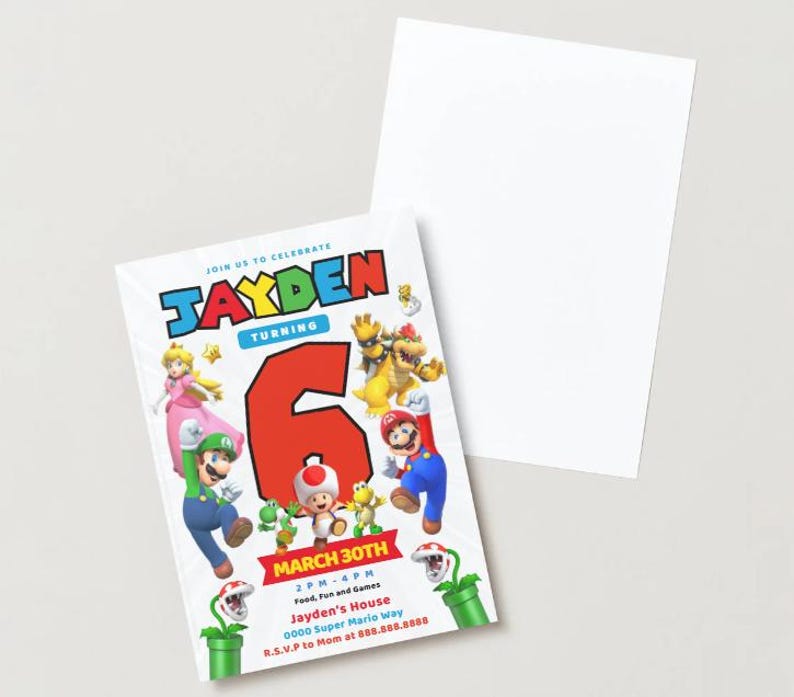 Super Mario Birthday Invitation - Etsy