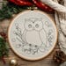 Owl Hand Embroidery PDF Pattern, Cute Owl Digital Pattern, Winter ...