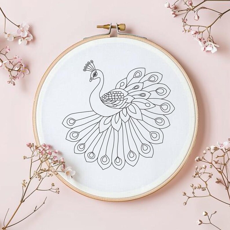 Peacock Hand Embroidery Pattern Colorful Bird PDF Modern Embroidery ...
