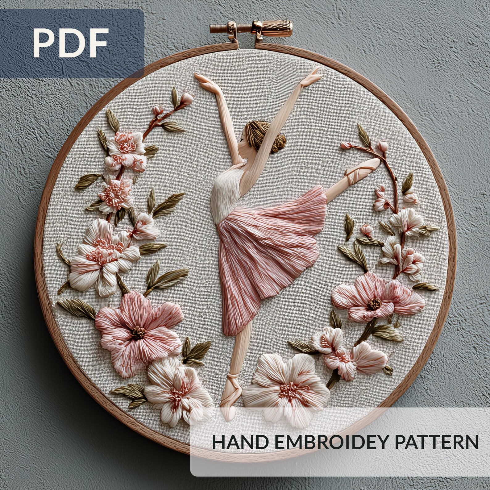 Ballerina Embroidery Pattern PDF, Floral Dance Hoop Art, Hand ...