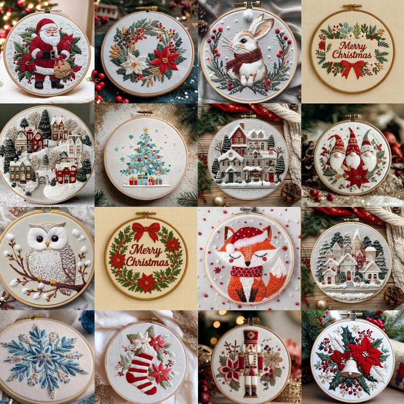 Christmas Embroidery Pattern Bundle PDF | 20 Festive Hand Embroidery ...