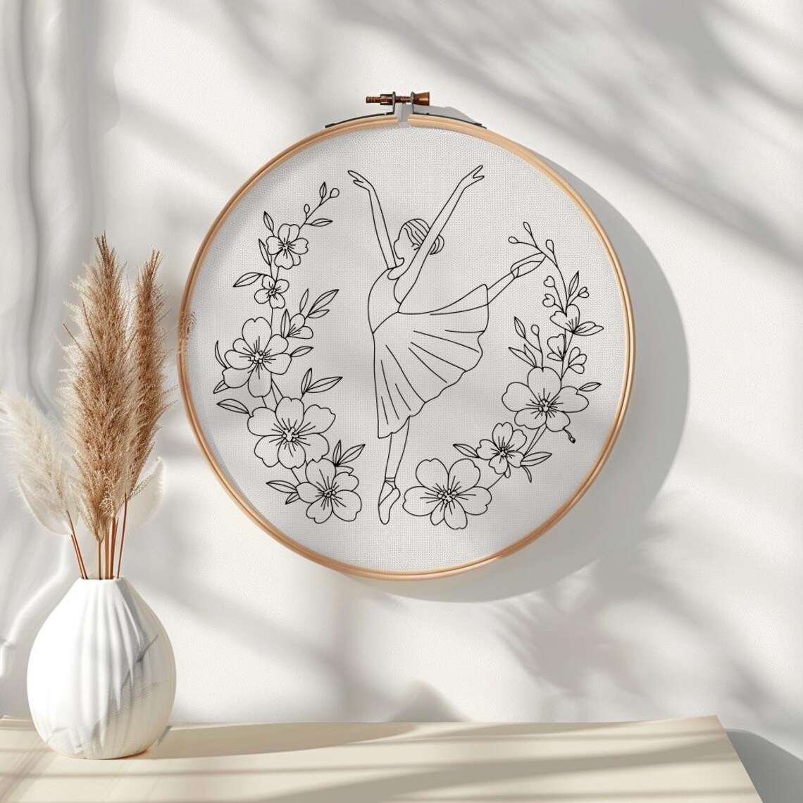 Ballerina Embroidery Pattern PDF, Floral Dance Hoop Art, Hand ...