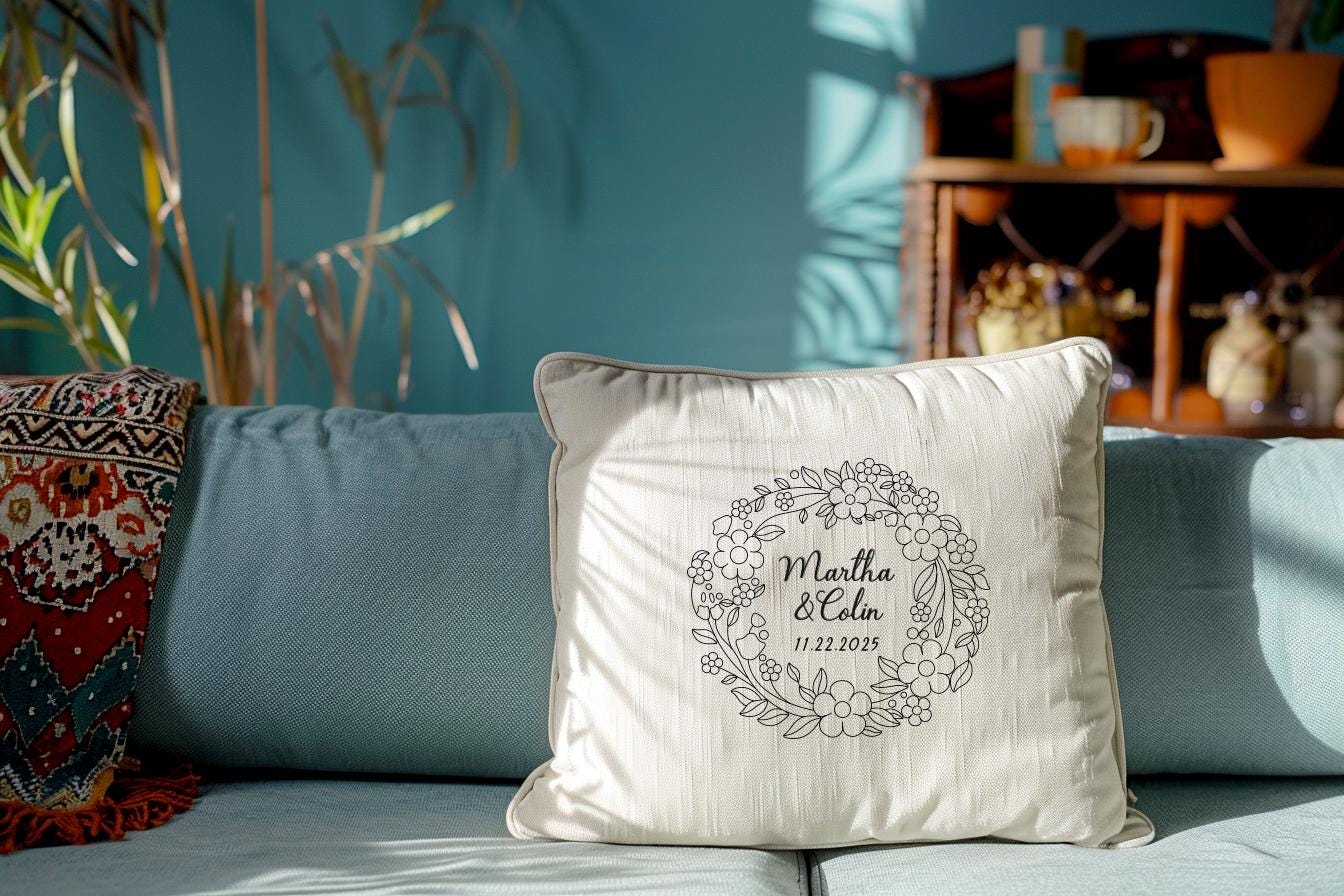 Personalized Wedding Wreath Embroidery Pattern PDF • Custom Names ...