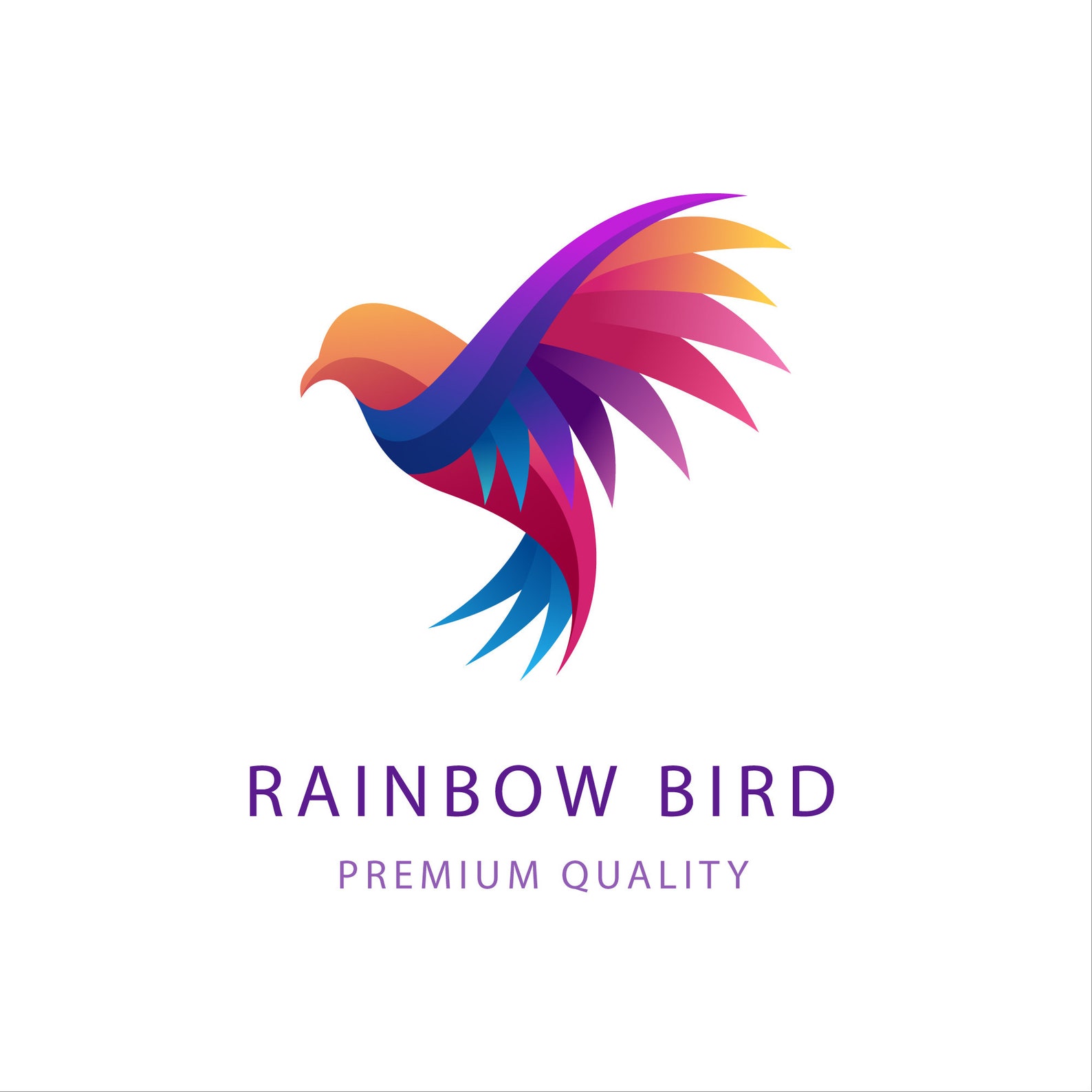 Rainbow Bird Premade Brand Logo Design. Logo Mockup, Colorful Logo ...