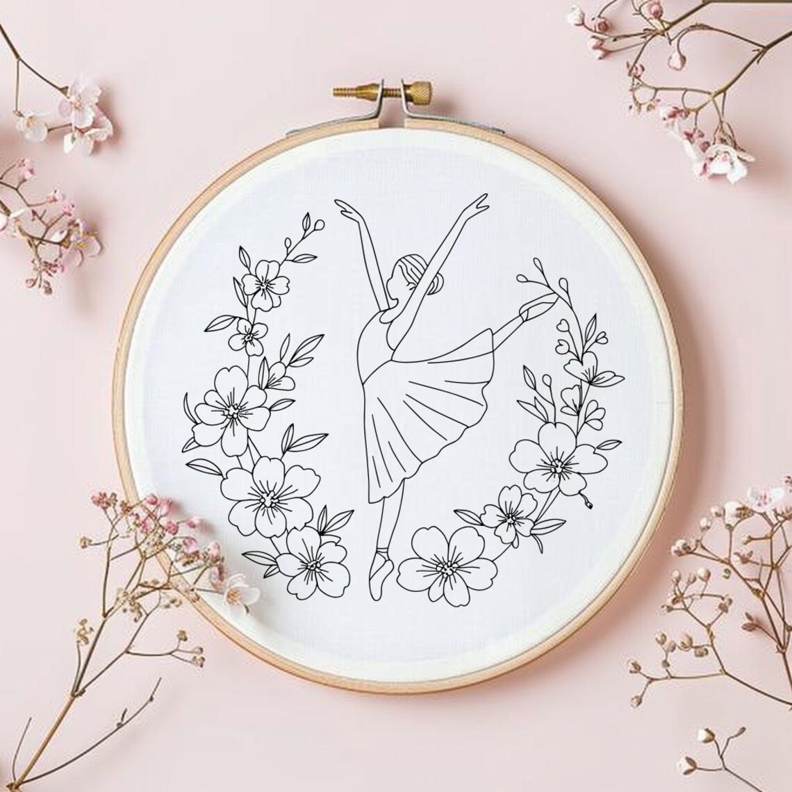 Ballerina Embroidery Pattern PDF, Floral Dance Hoop Art, Hand ...