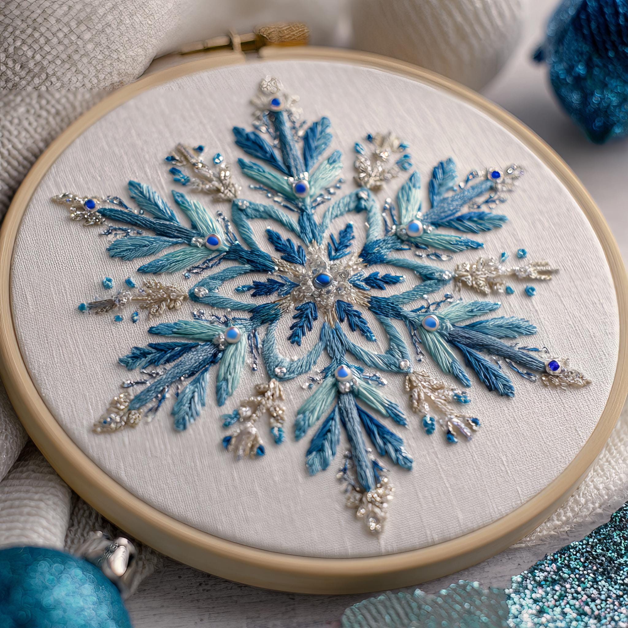 Christmas Snowflake Hand Embroidery Pattern PDF | Winter Embroidery ...