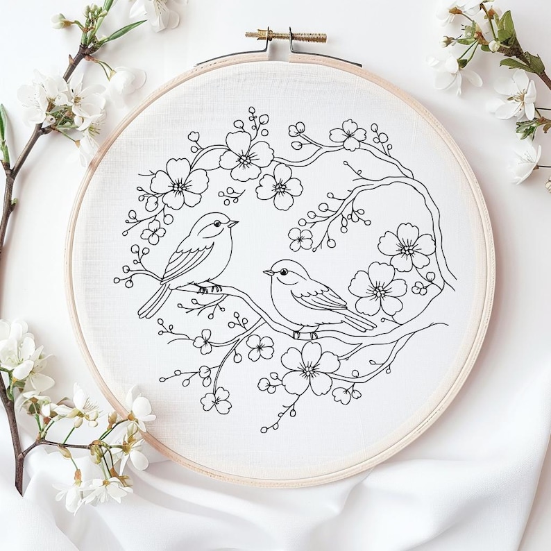 Delicate Birds Sitting on Blossoming Branches – Japanese, Chinese Hand ...