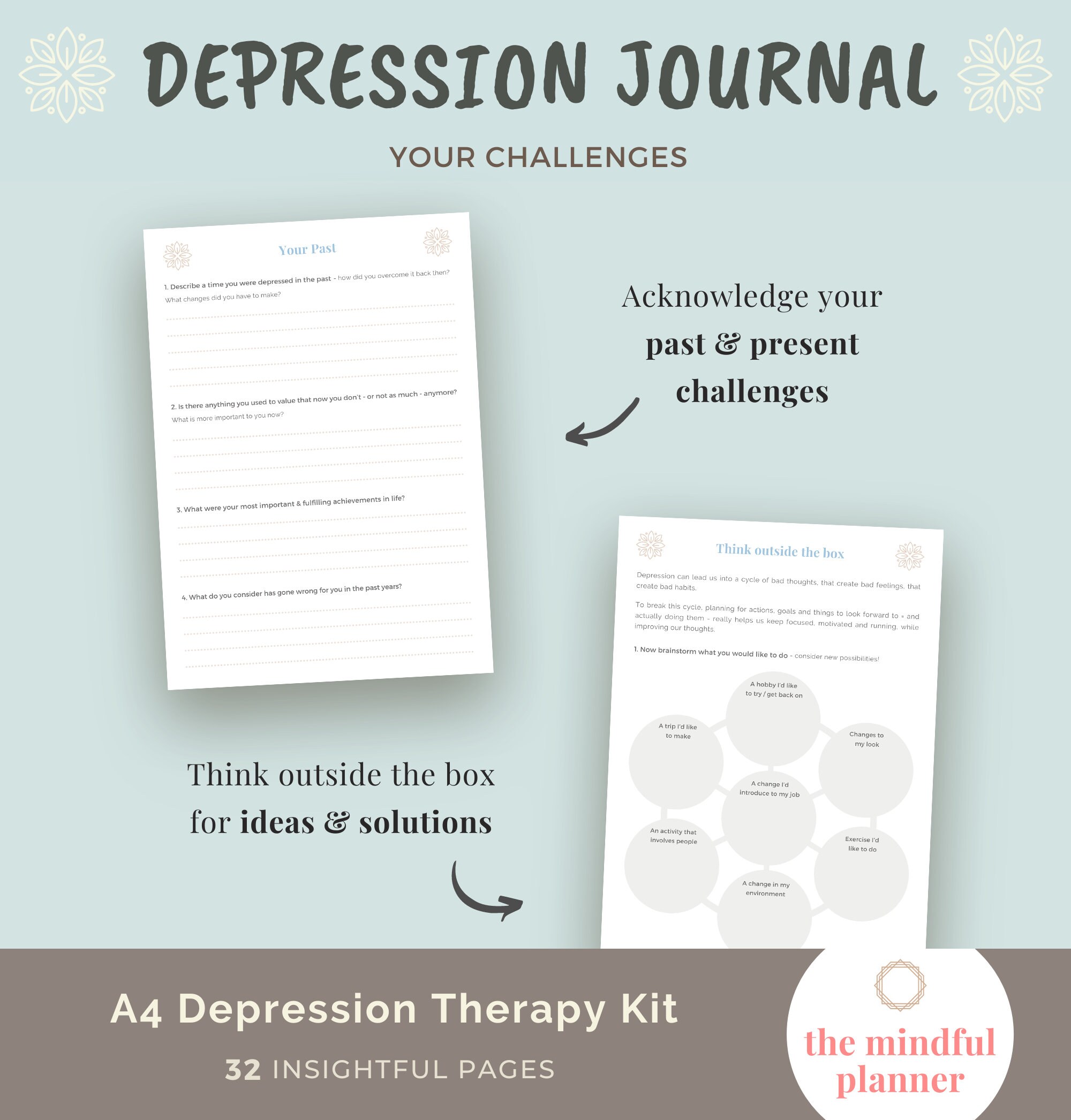 DEPRESSION WORKSHEETS Printable Therapy Aid Adult and Teen - Etsy