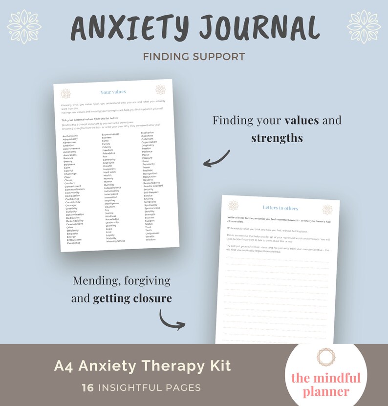 ANXIETY WORKSHEETS Printable Cbt Therapy Aid Adult & Teen | Etsy