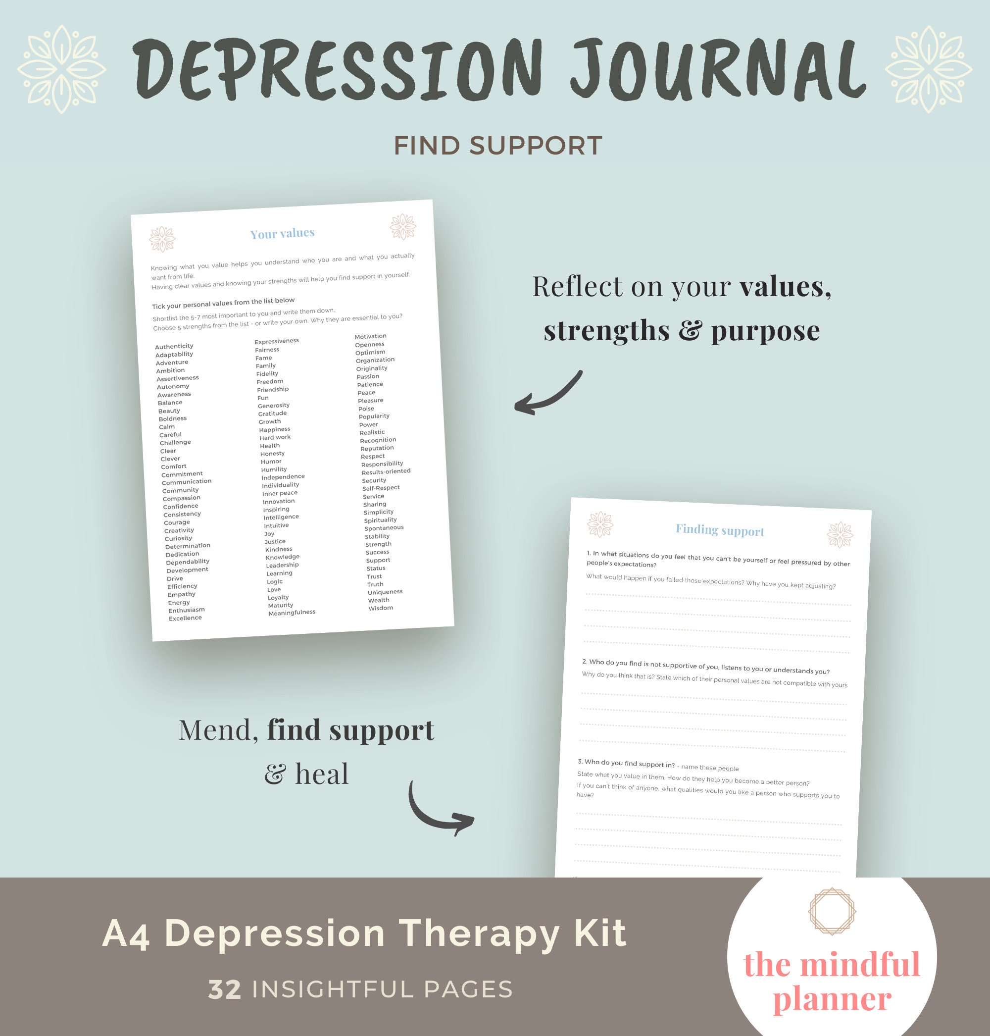 DEPRESSION WORKSHEETS Printable Therapy Aid Adult and Teen - Etsy