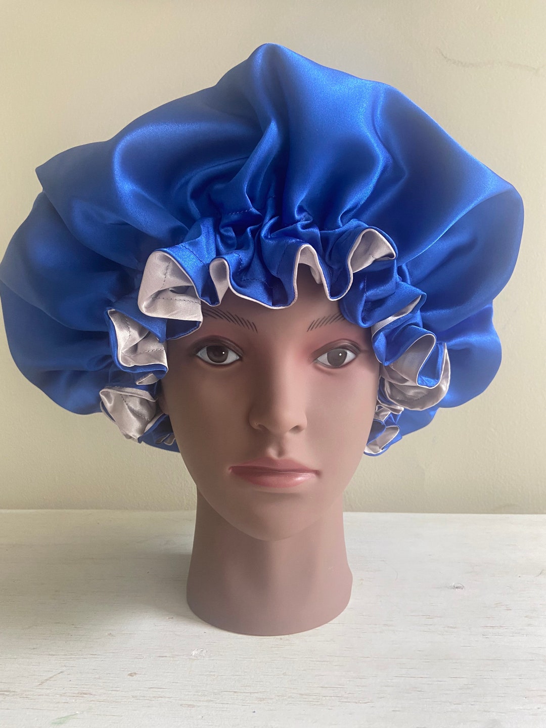 Blue and Silver Oversized Reversible Bonnet - Etsy