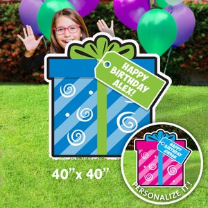 Happy Birthday Sign, Gift Box Yard Card, Lawn or Yard Sign ...