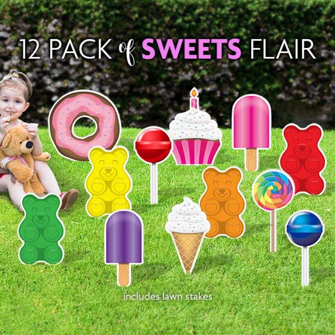 SWEET Signs and Flair Set, Yard Signs, Party Decorations for Use Indoor ...