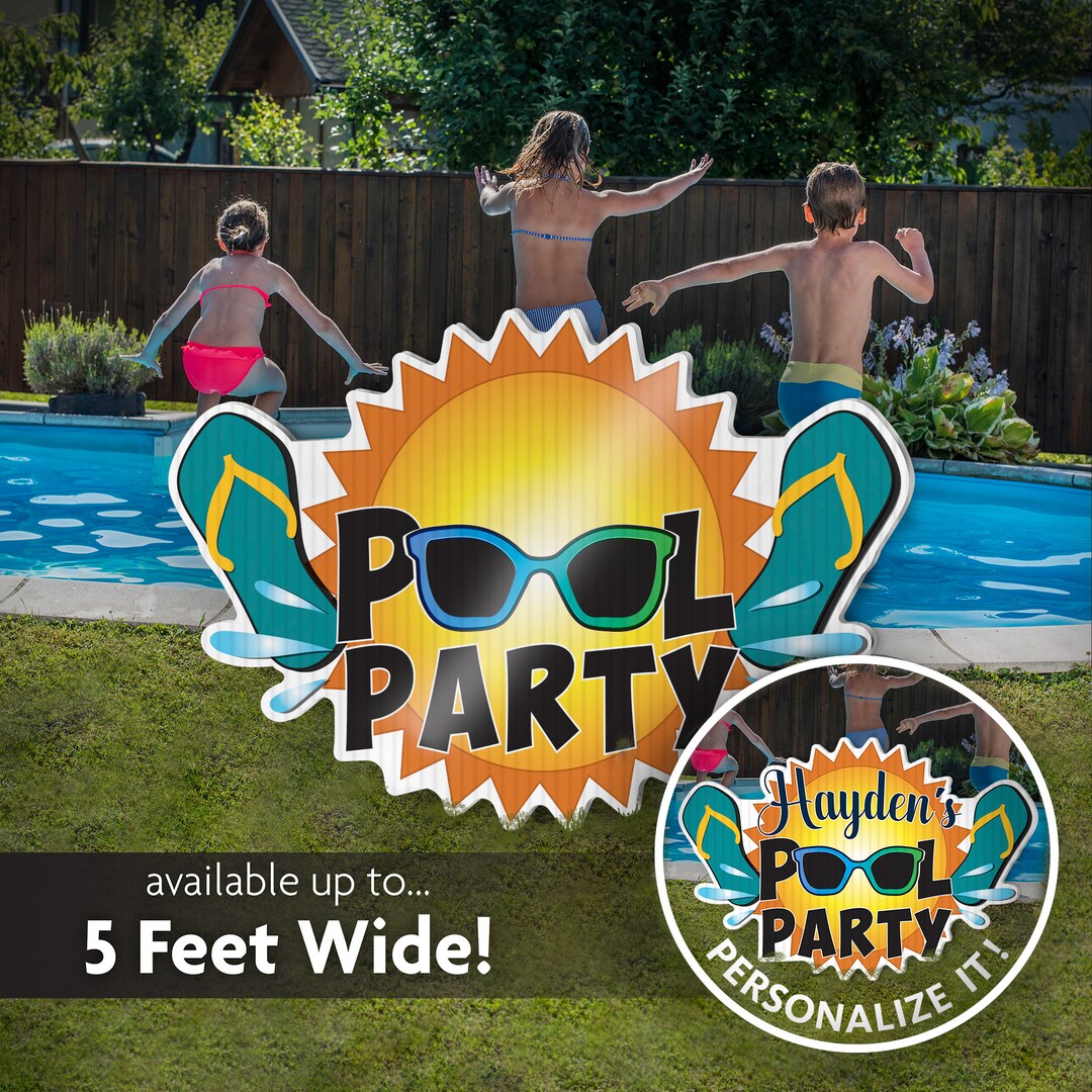 Pool Party Signs, Pool Birthday Celebration Yard Sign, Pool Party ...