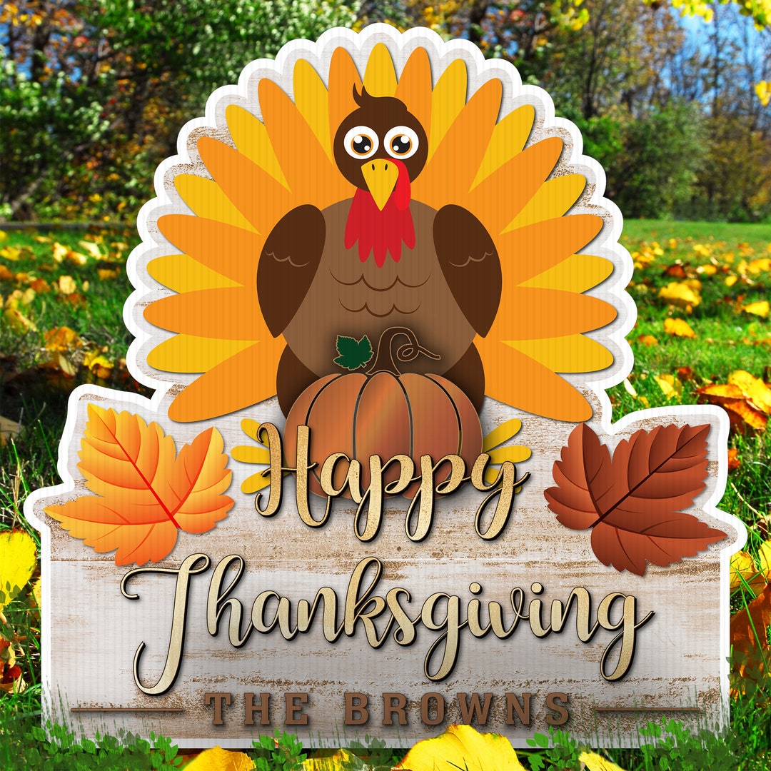Personalized 40" Happy Thanksgiving Turkey Sign, Thanksgiving Decor ...