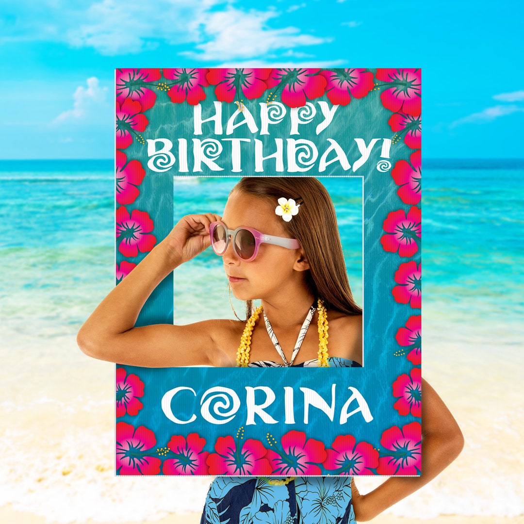 Tropical Island / Polynesian Princess Happy Birthday Selfie Frame ...