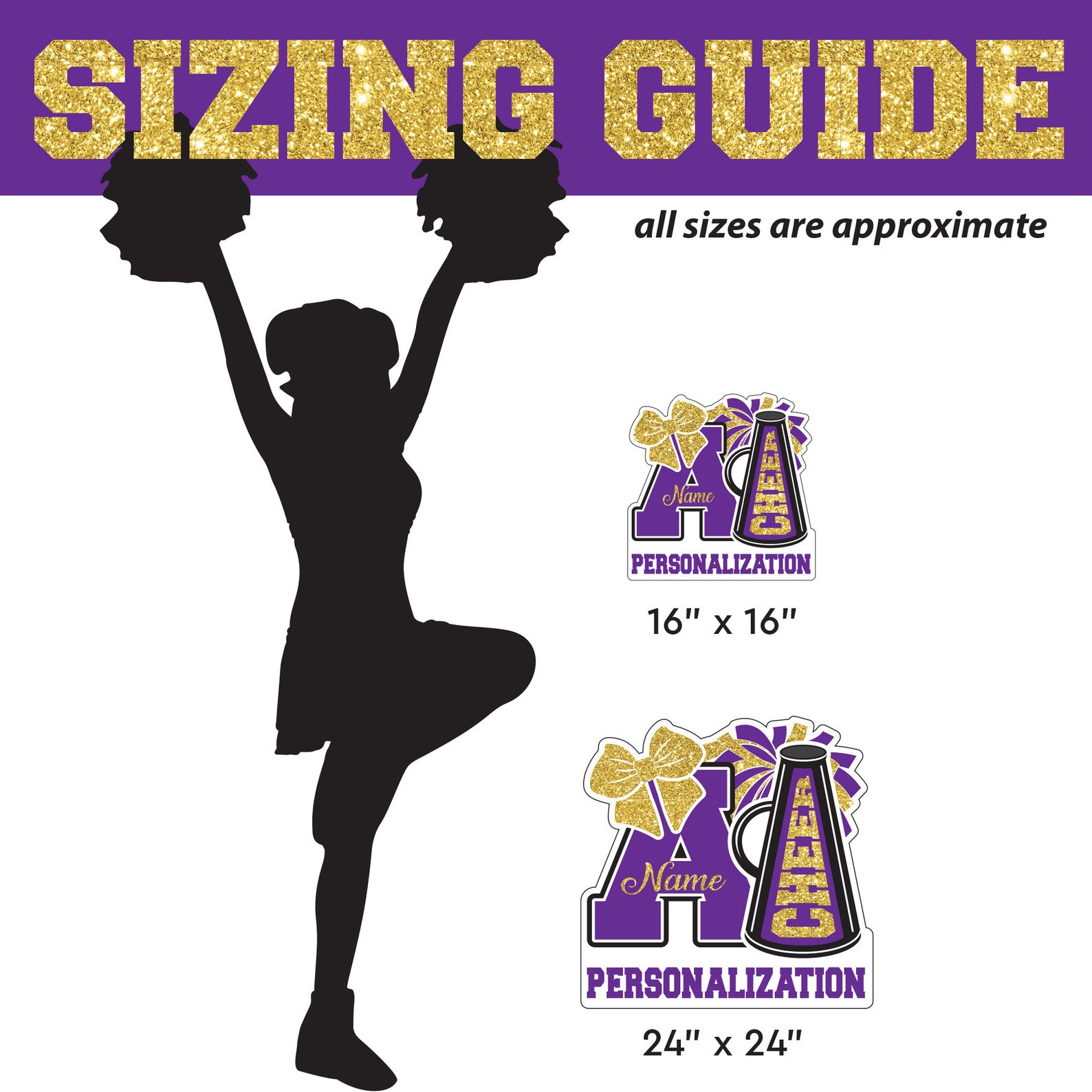 Personalized Cheer Squad Sign, Customize Name & Initial, School Colors ...