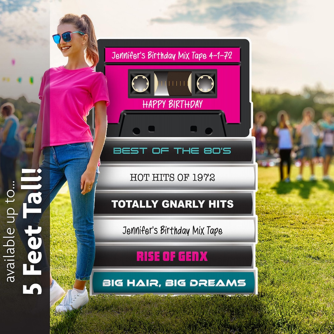 Retro 80's Cassette Tape Stack Lawn Sign, Yard Sign, Yard Card, Party ...