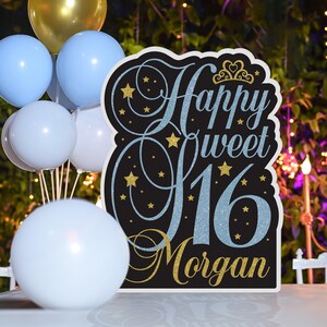 Sweet 16 Birthday Personalized Yard Sign, Tiara Party Decoration, Sweet ...