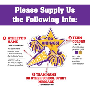 Personalized Cheer Squad Sign, Customize School or Team Name ...