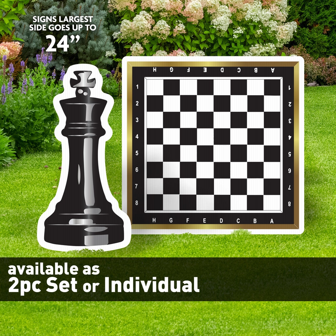 Chess Board and King Lawn Signs, Party Decor, Photo Prop, 2 Set or ...