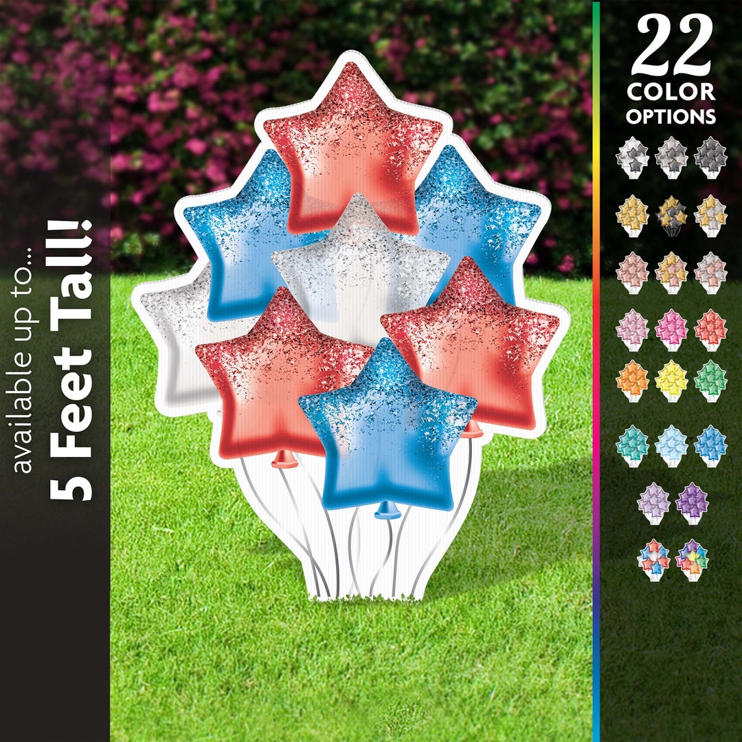 Glitter Star Balloon Cluster Yard Sign Yard Flair Yard - Etsy