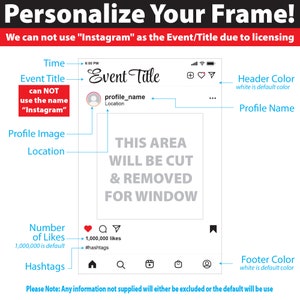 Personalized Selfie Frame, Instagram Frame, Printed, Photo Booth Prop ...