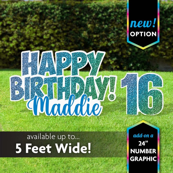 Happy Birthday Sign and Number 2 Pc Personalized Sign Set - Etsy