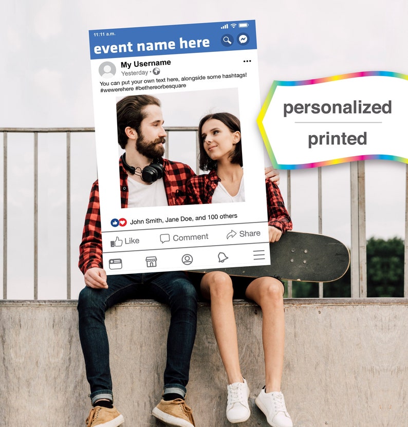 Personalized Facebook Style Selfie Frame Photo Booth Prop - Etsy