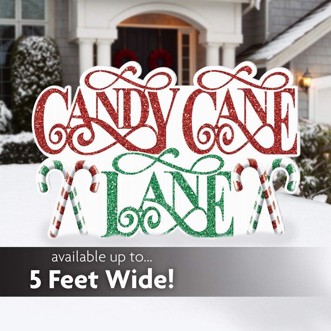 Candy Cane Lane Sign, Christmas Decoration, Holiday Yard Sign or Lawn ...