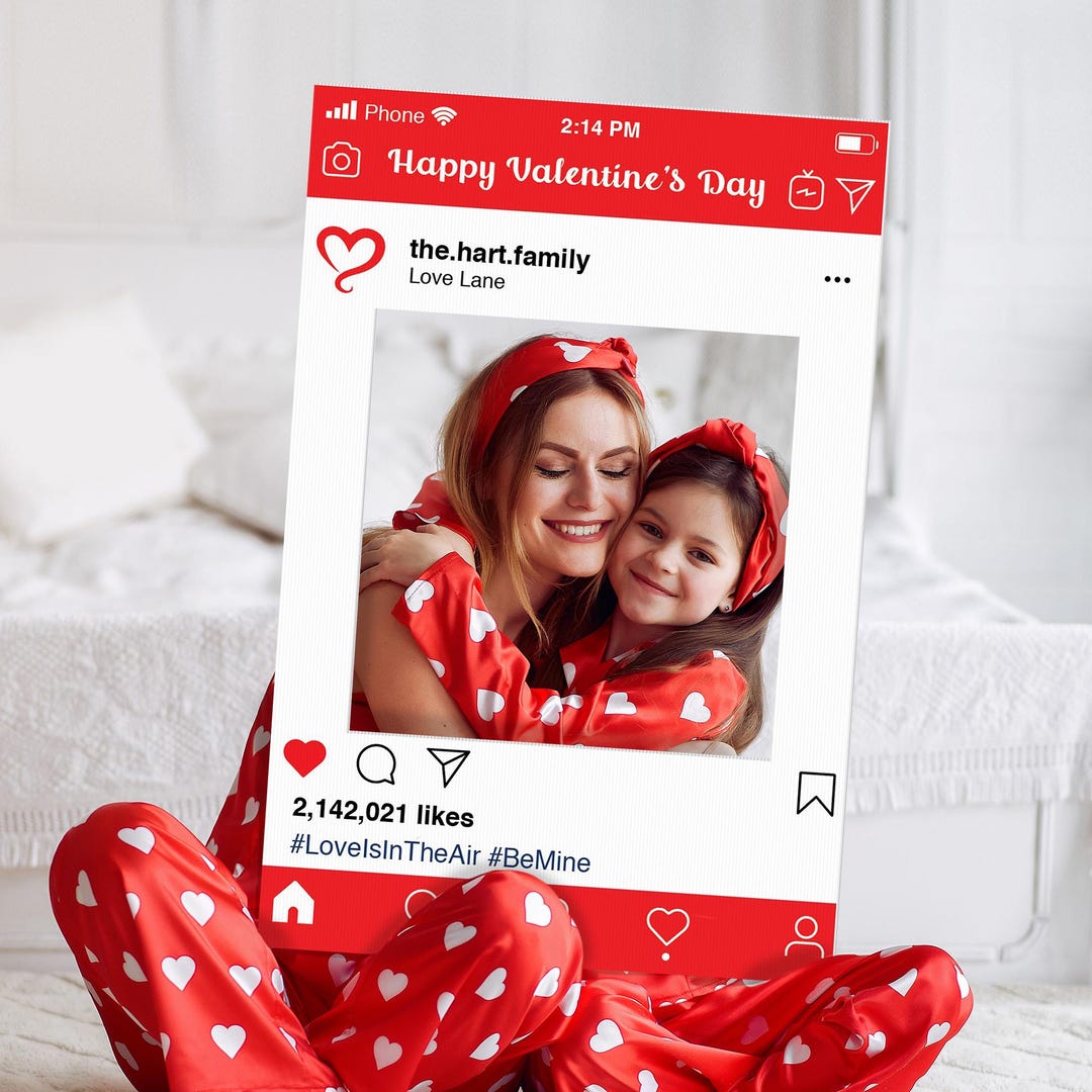Valentines Day Selfie Frame, Printed, Prop, Personalized, Instagram ...