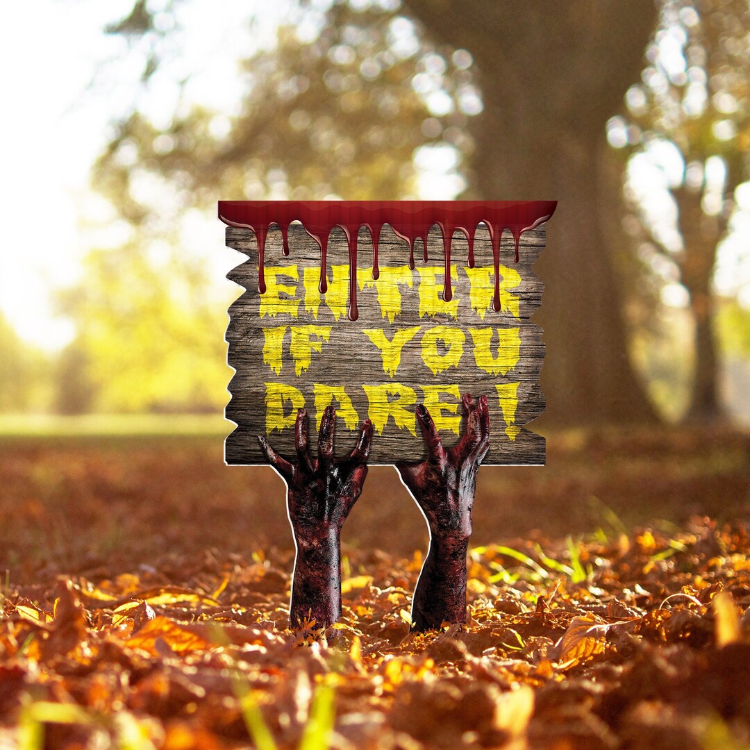 Halloween Decoration, Enter If You Dare Lawn or Yard Sign, Indoor and ...