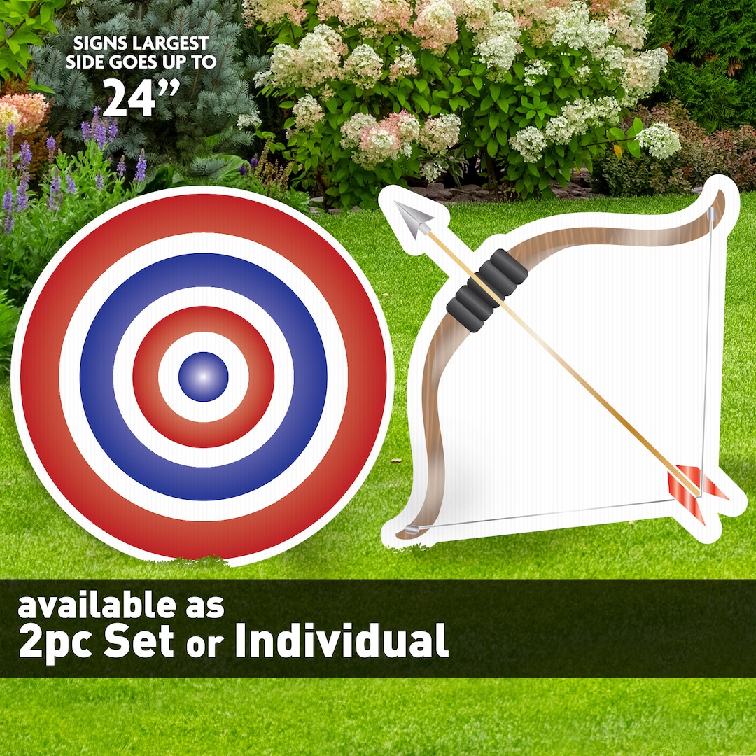 Archery Bow & Arrow and Target Lawn Flair Signs, 2 Set or Individual ...