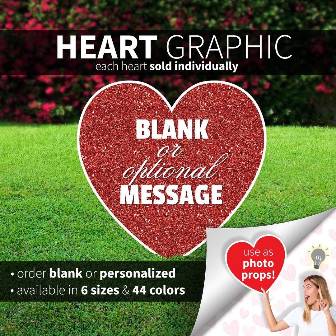 HEART Sign, Party Decoration, Large Yard Lawn Sign / Yard Card, or ...