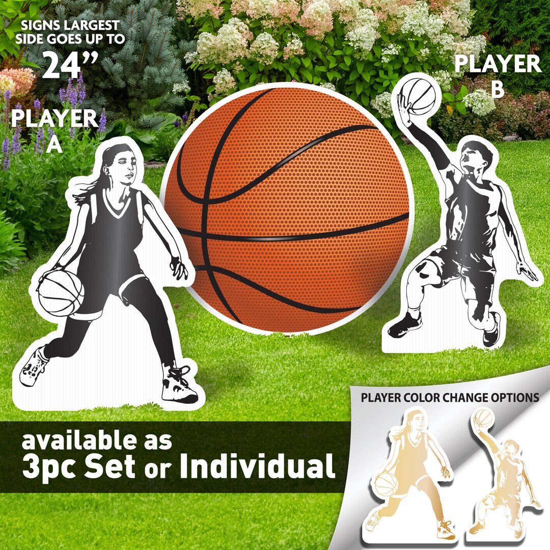 Basketball, Player A and B Lawn Flair Signs, Yard Signs, Party ...