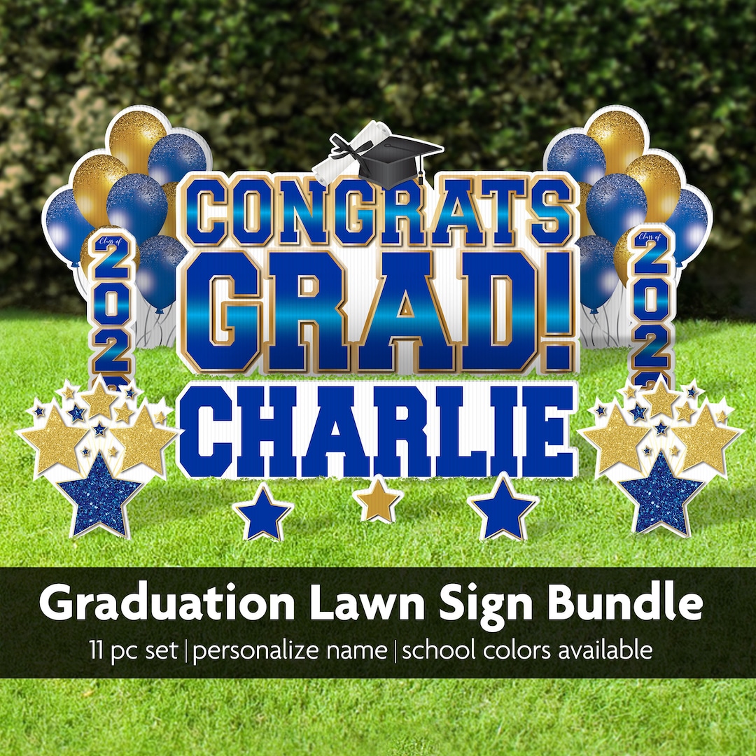 11 Piece 2026 Graduation Yard Sign Set, Personalized Congrats Grad Lawn ...