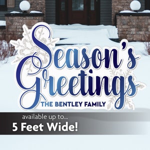 Season's Greetings Personalized Yard Sign | Holiday Lawn Decoration ...