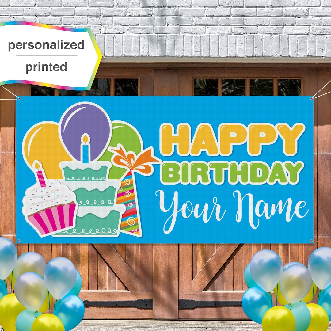 Personalized, Happy Birthday Banner | Vinyl Banner | Birthday Banner ...