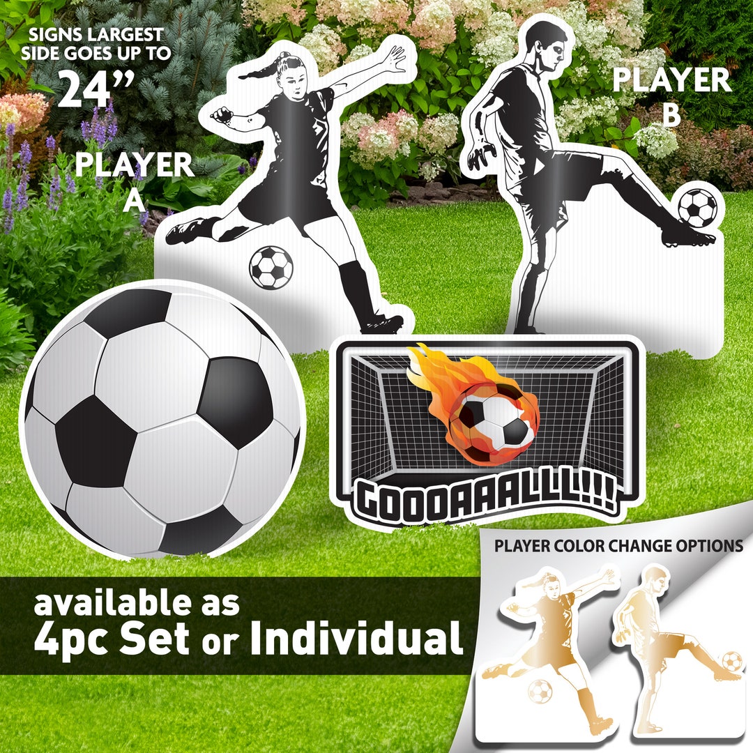Soccer Player Flair Signs, Sports Yard Decorations, Photo Booth Prop, 4 ...
