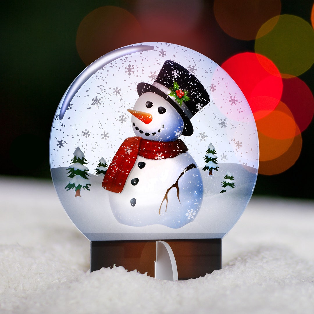 Snow Globe Christmas Decoration, Acrylic Table Top Decor, Snowman in a ...