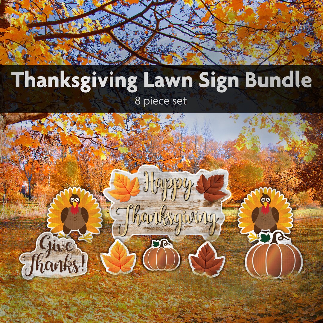Happy Thanksgiving Lawn Sign Bundle, Pumpkin Signs, Turkey Signs, Party ...