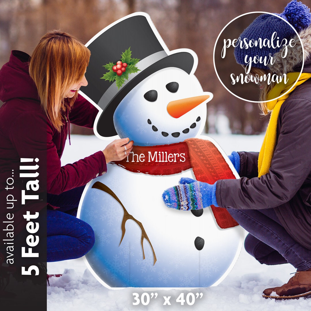 Snowman Decoration, Personalized Merry Christmas and Holiday Sign, Yard ...