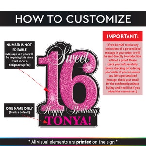 Sweet 16 Personalized Birthday Yard Sign, Lawn Decoration, Printed - Etsy