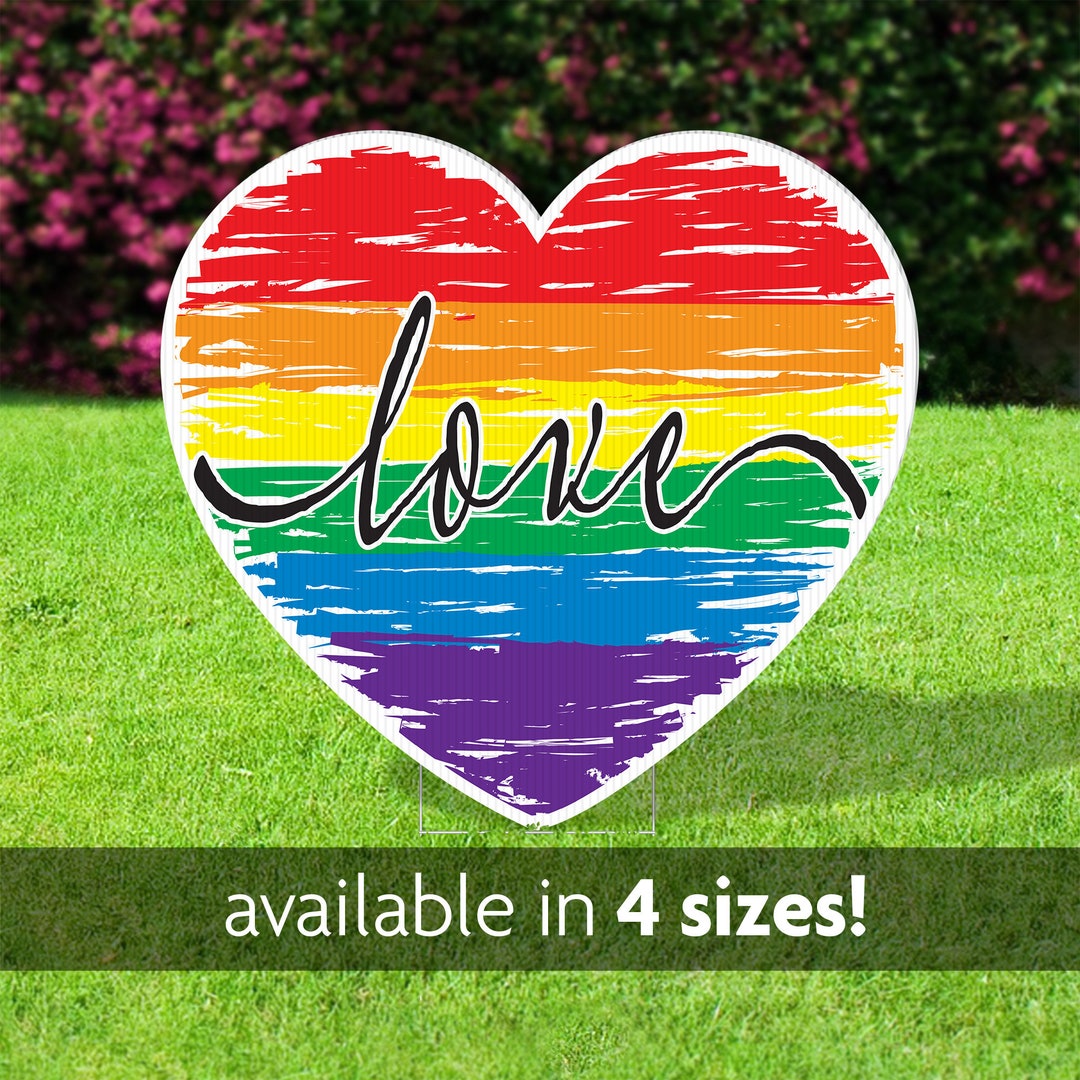 Love Rainbow Heart Yard Sign, Pride Decor, Wedding, Printed - Etsy