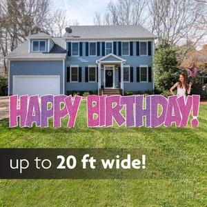 Big, HAPPY BIRTHDAY Yard Sign Set, Easy Set up 5 Piece Birthday Yard ...