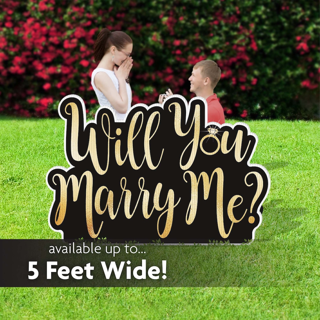 Personalized Marry Me Sign, Wedding Proposal Sign up to 60" Wide, Lawn ...