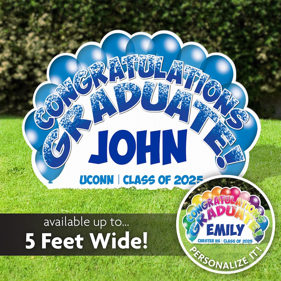 Balloon Arch Yard Card, Graduation Sign, Personalized Grad Lawn or Yard ...