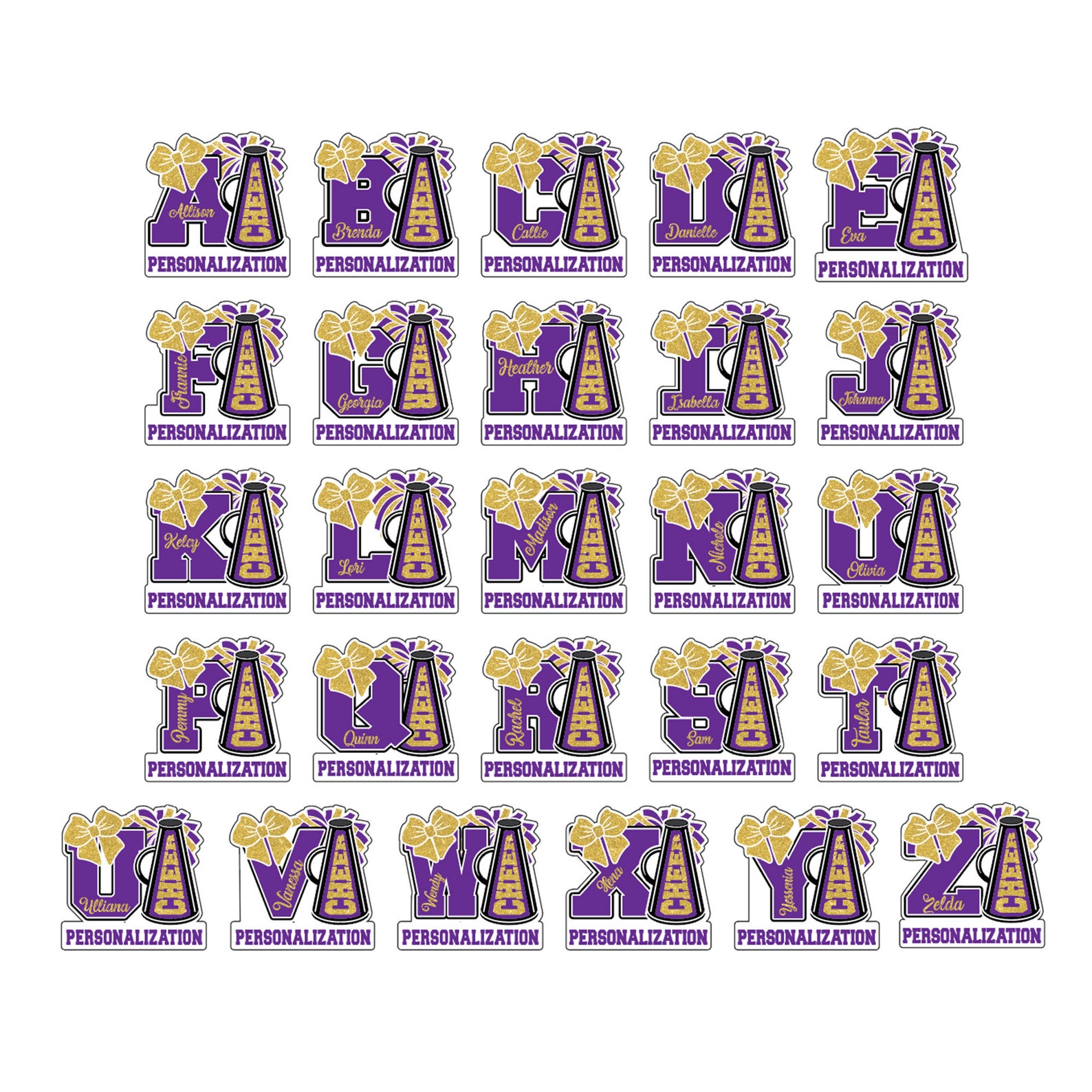 Personalized Cheer Squad Sign, Customize Name & Initial, School Colors ...